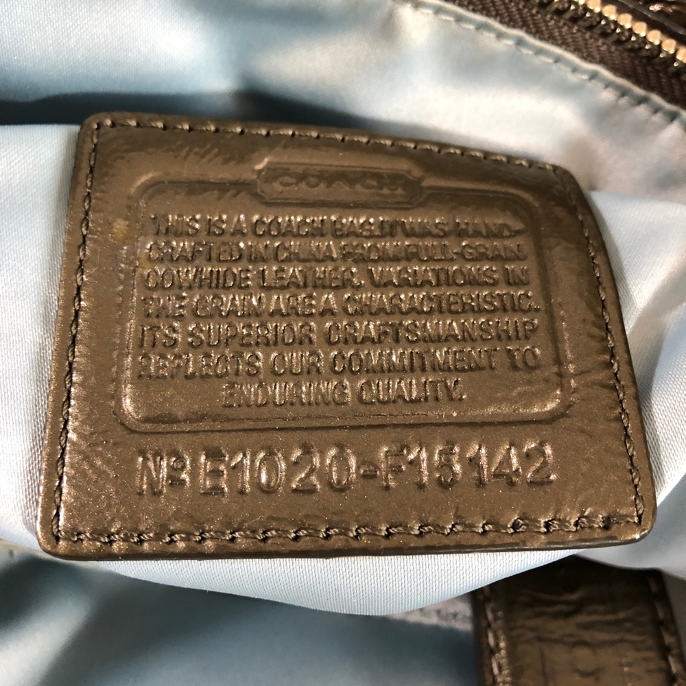 Coach Stitch Signature Stripe Leather Tote F15142 - Gem